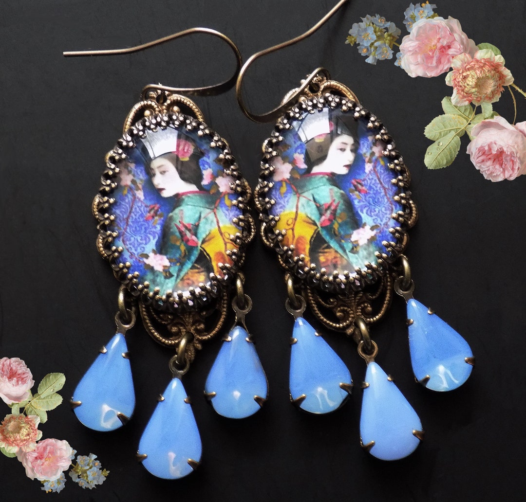 Geisha Earrings - Geisha Jewelry - Boho Earrings - Gypsy Jewelry ...