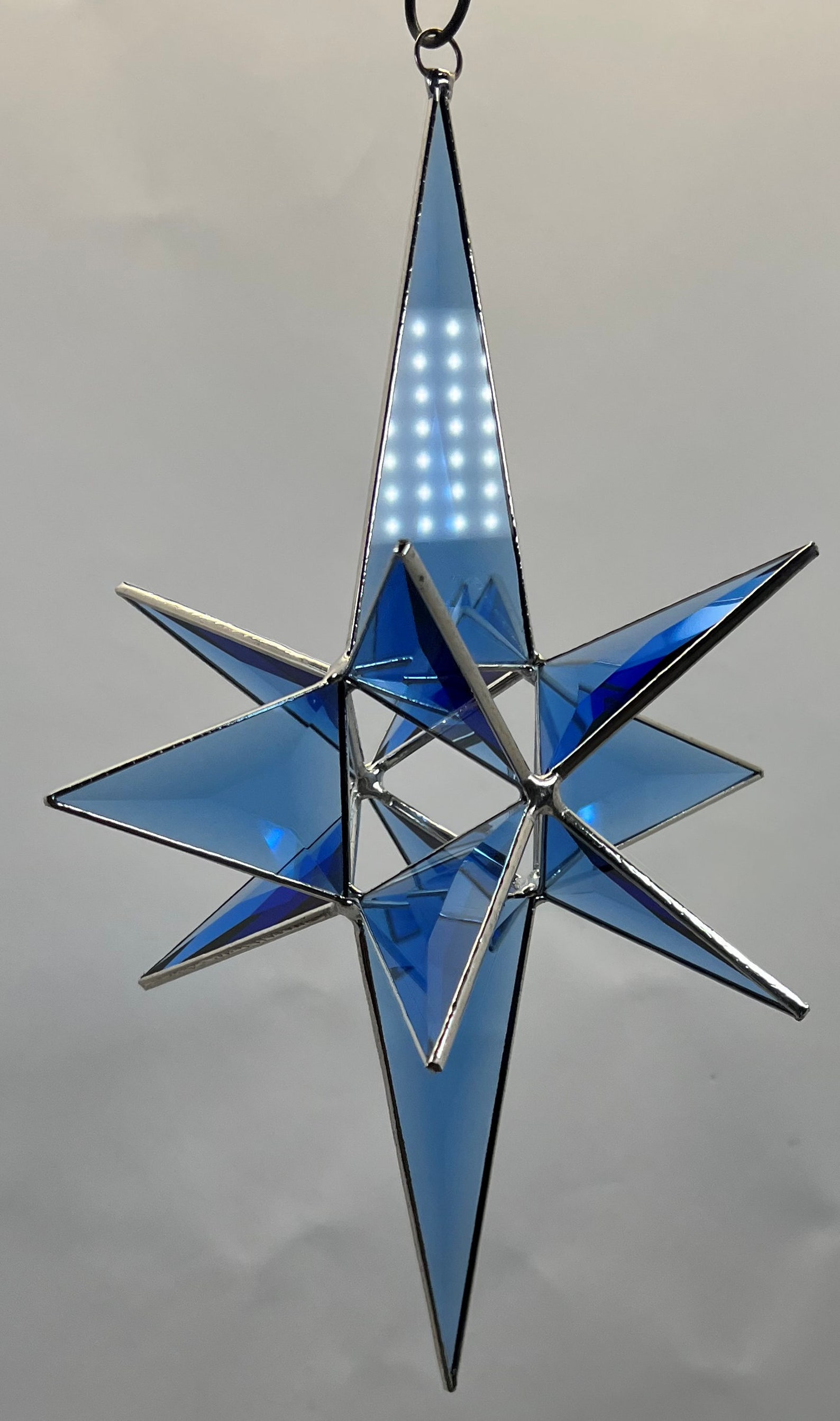 Bethlehem Star Hanging Blue 12 Point Bevel Glass Christmas Ornament ...