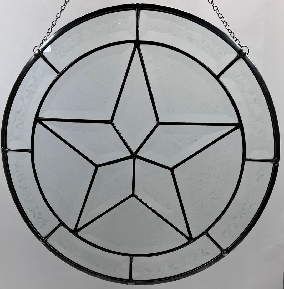 Texas Star Stained Glass Panel Clear Bevel Glass Star Gift Wedding ...