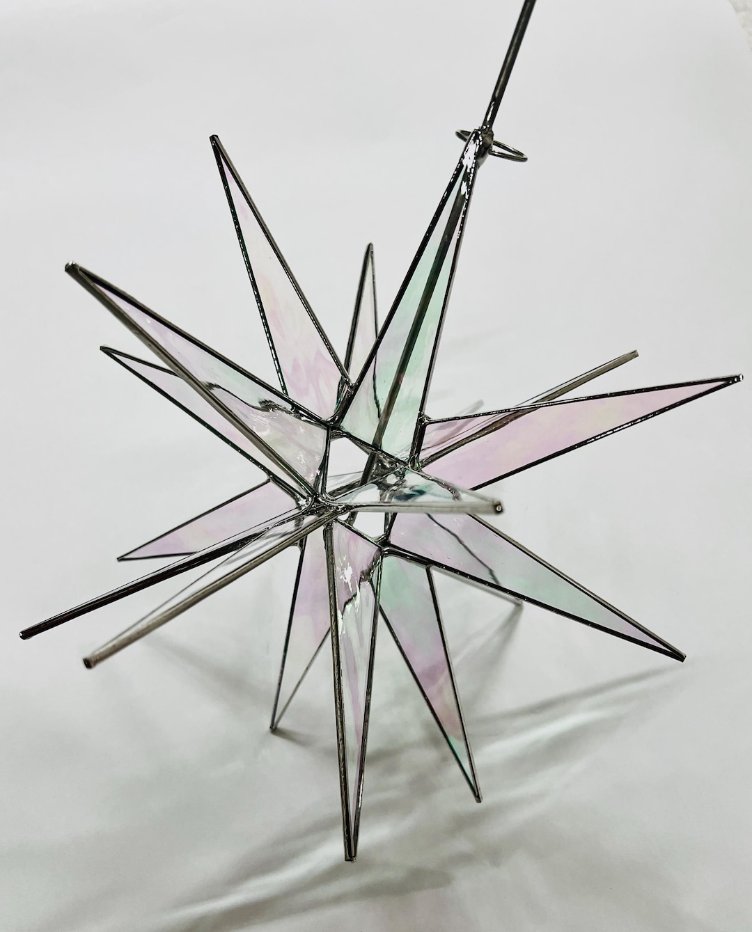 Moravian Star Christmas Tree Topper Stained Glass Bethlehem Ornament ...