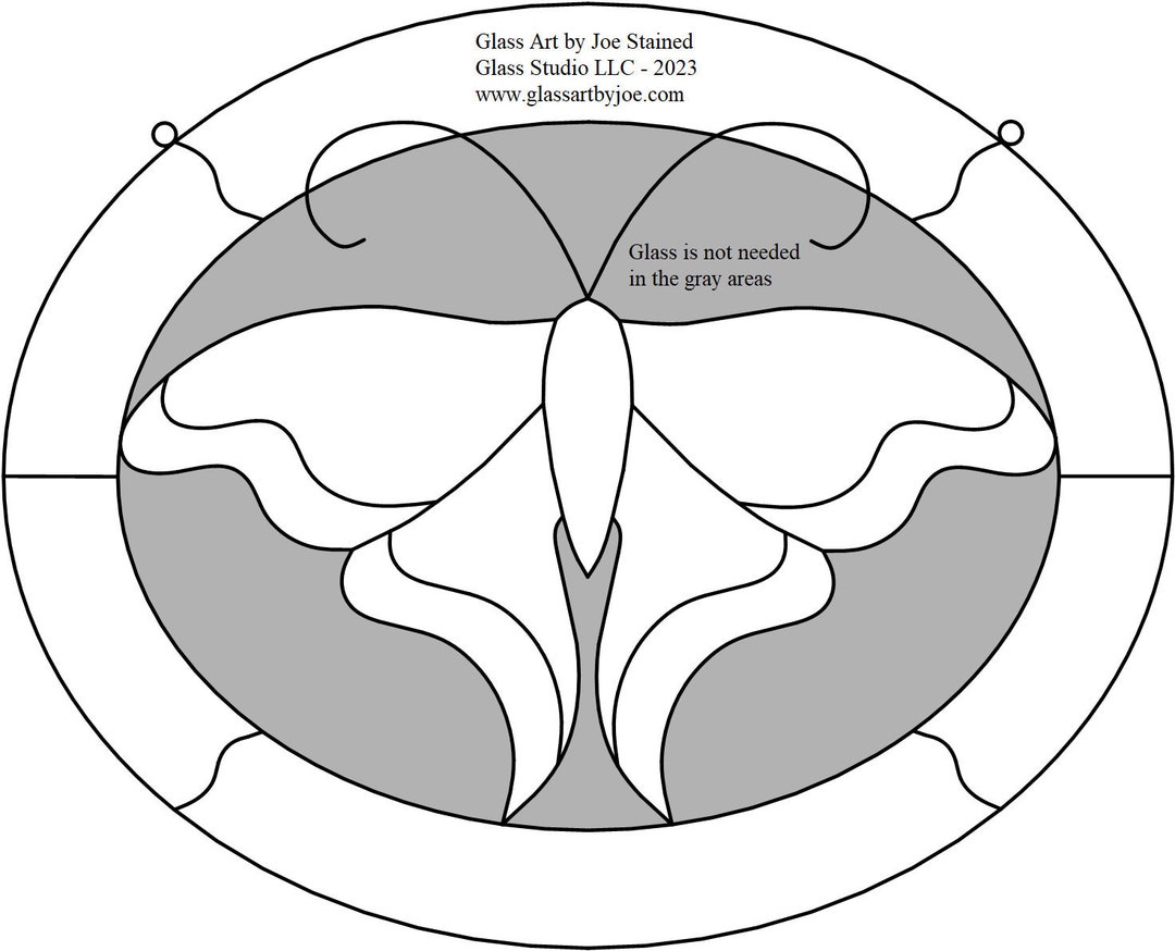 Stained Glass Butterfly Pattern 3 With an Oval Border, Ornament ...
