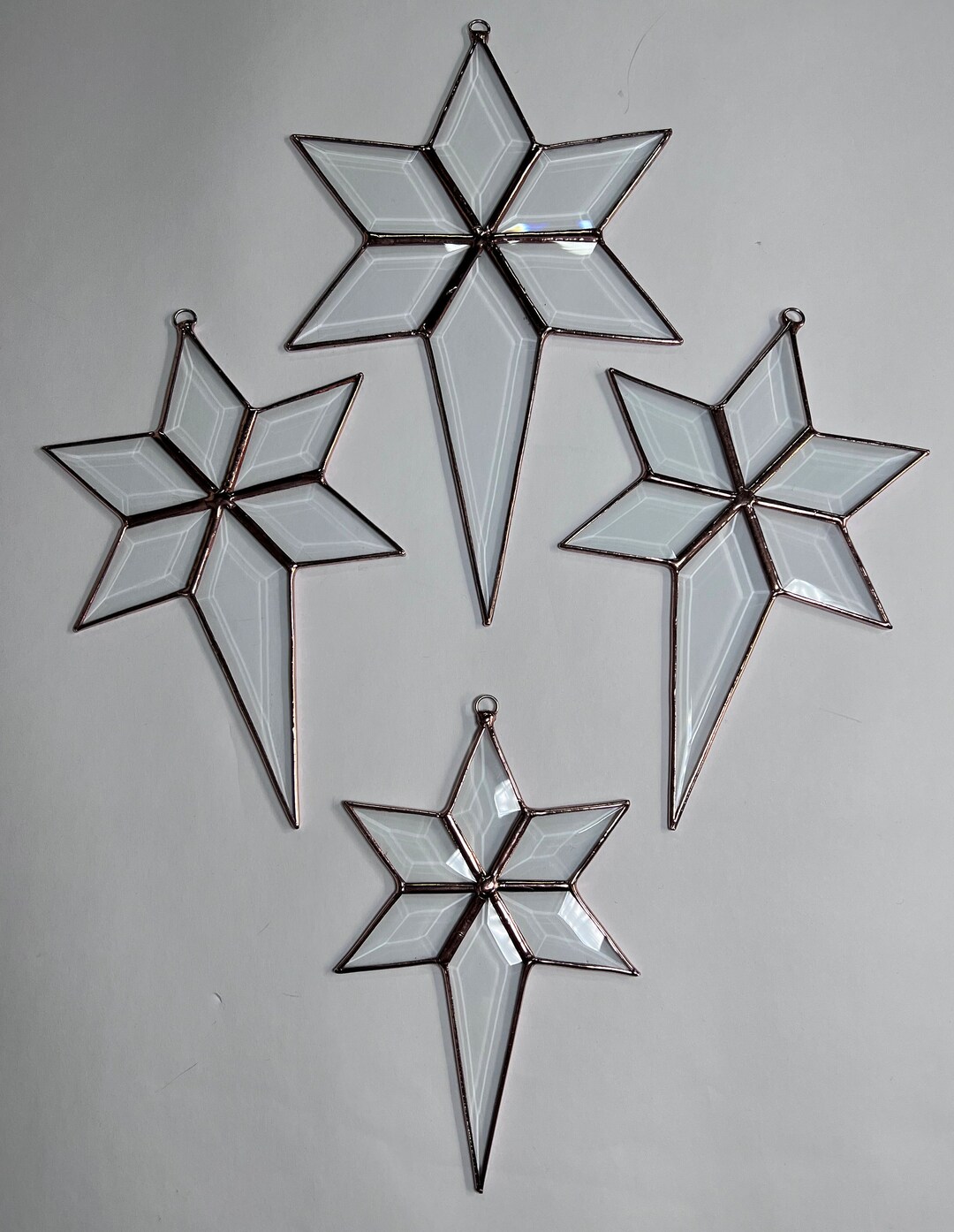 Stained Glass Stars Hanging 6 Point Flat Clear Bevel Star Suncatcher ...