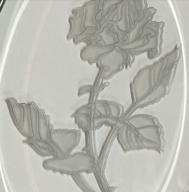 10 x 10 Etched Rose Stained Glass Panel