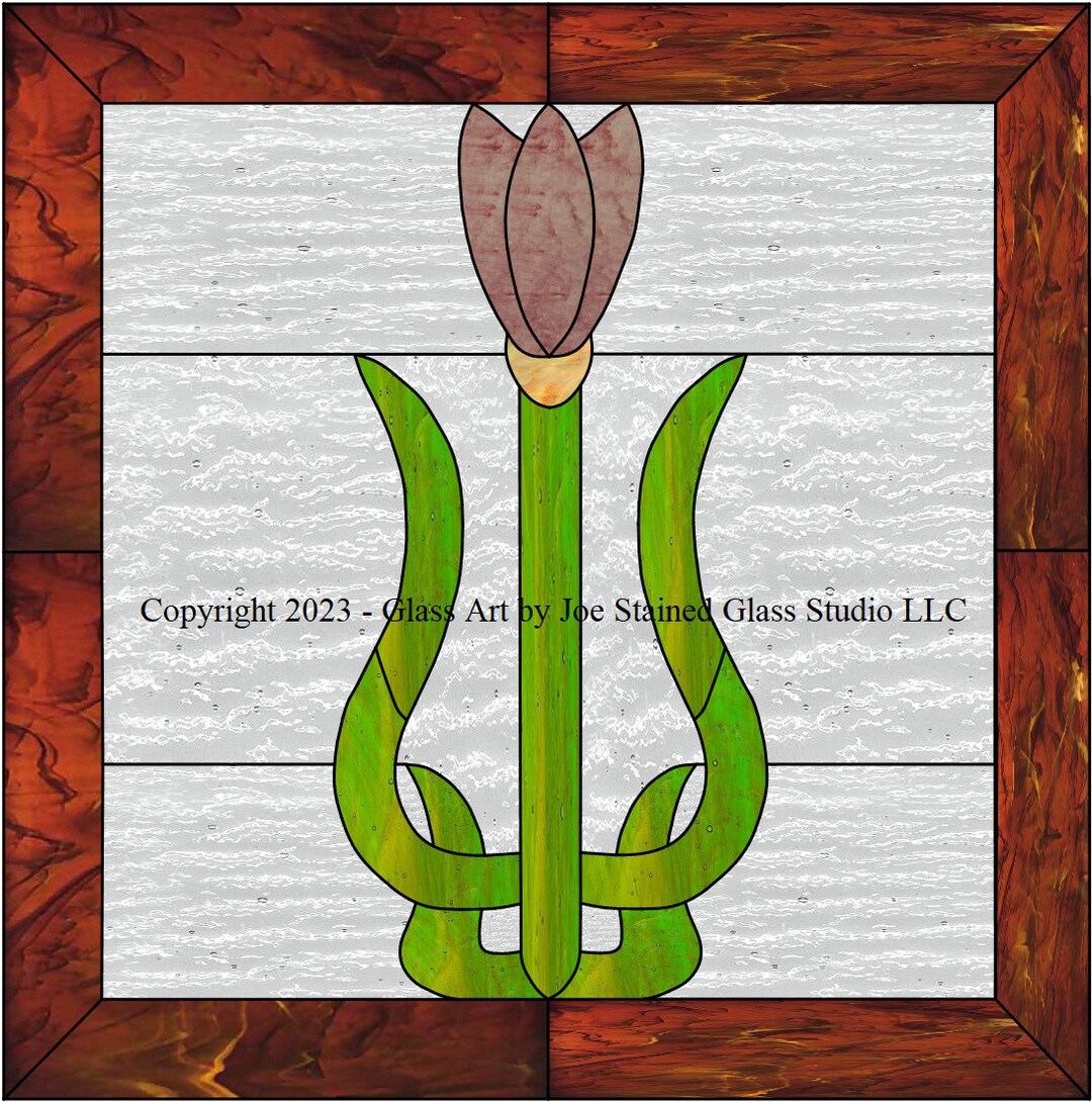 Stained Glass Tulip Pattern, Panel, Ornament, Gift - Etsy