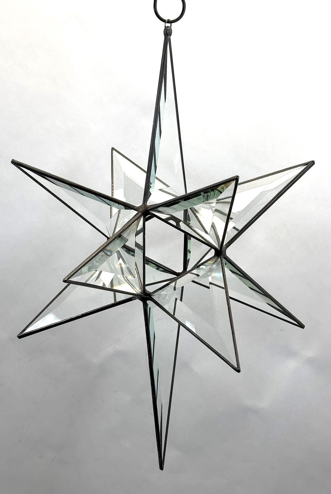 Bethlehem Star Hanging 12 Point Clear Bevel Glass Christmas Ornament ...