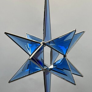 Bethlehem Star Hanging Blue 12 Point Bevel Glass Christmas Ornament ...