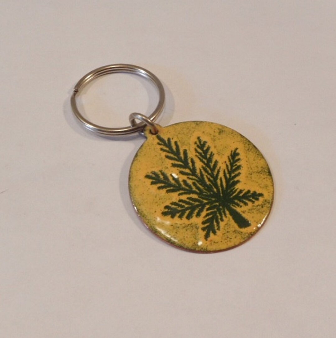 Key Ring Pot Leaf Keychain Copper Enameled Key Ring 420 - Etsy