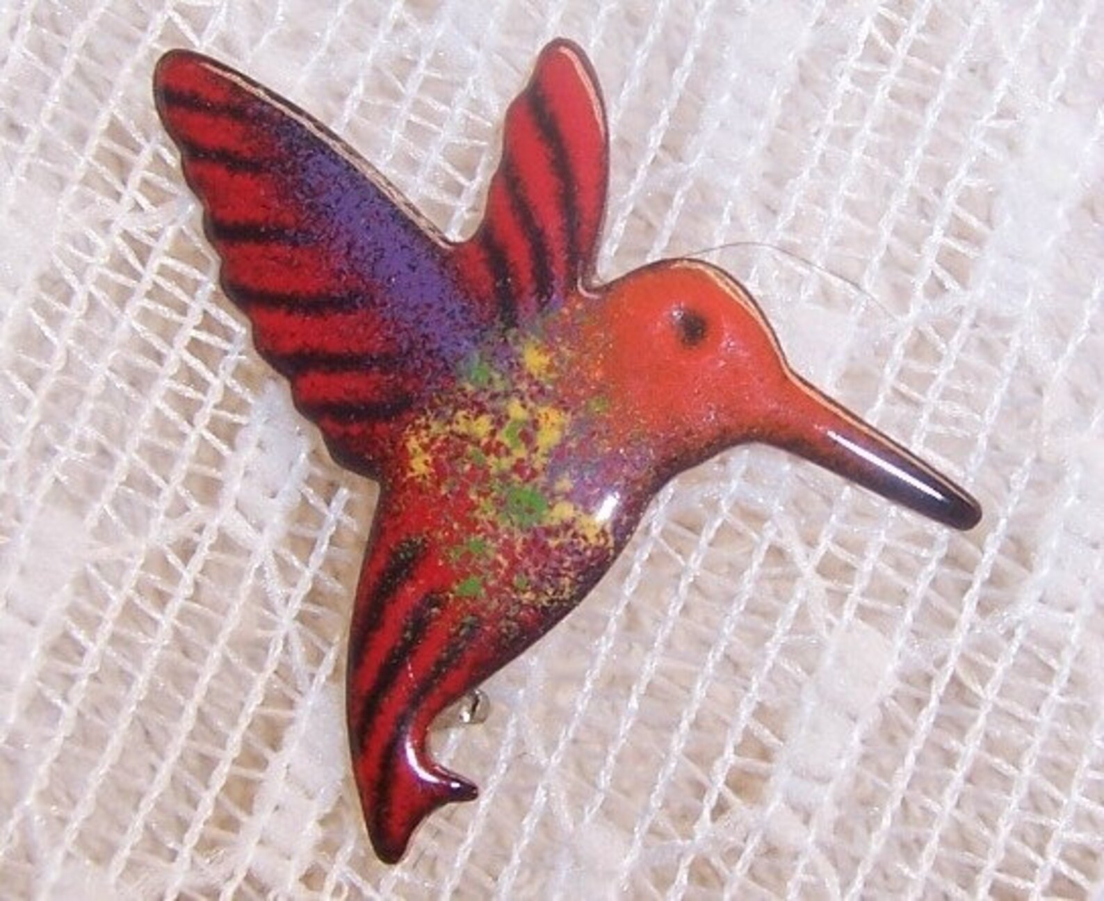 Hummingbird pin Enameled pin Copper enameled Humming bird / | Etsy