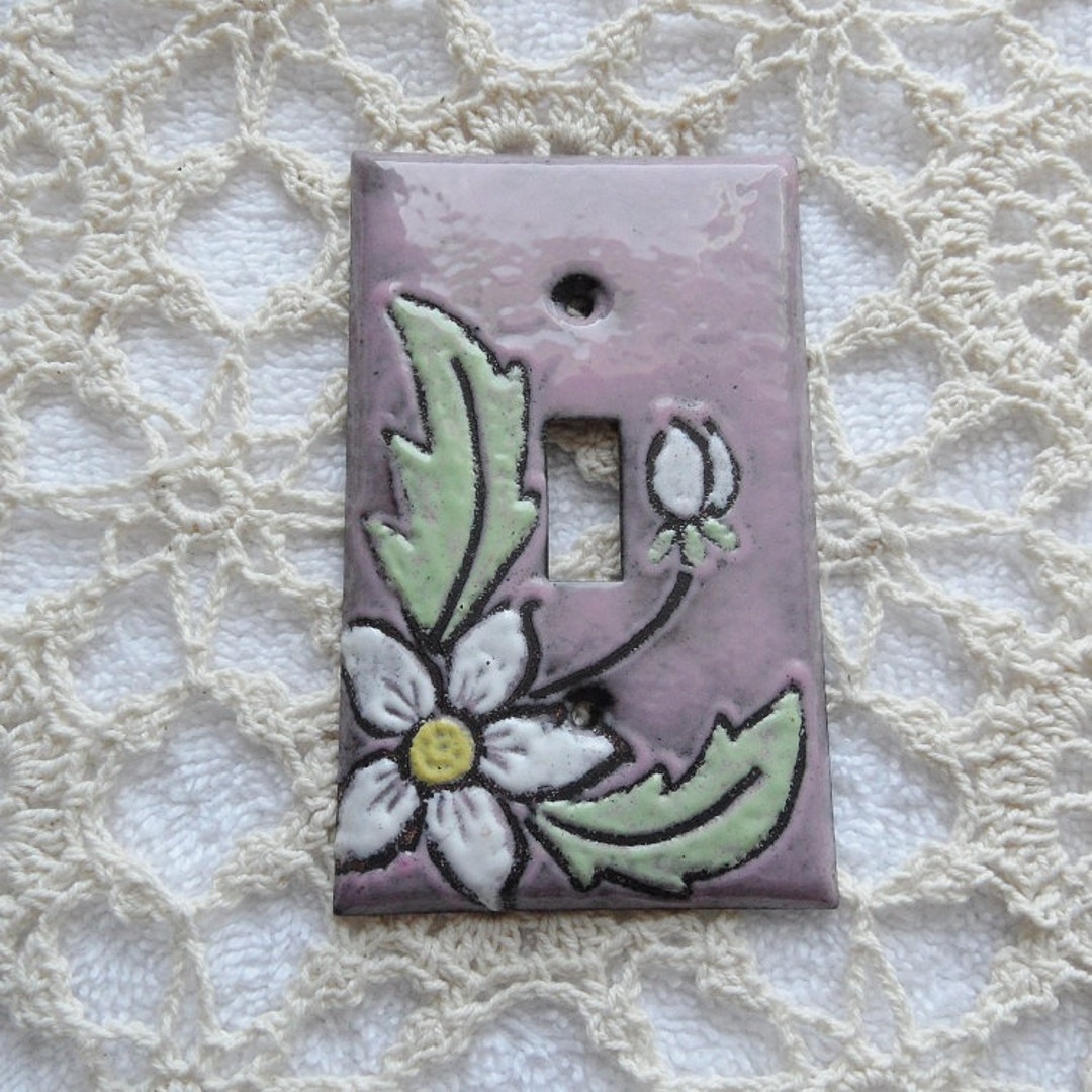 Flower Switch Plate, Enameled Switchplate, Flower Decor, Vitreous ...