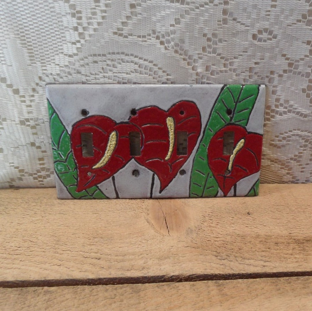 Anthurium Switchplate, Tropical Switch Plate, Enameled Switchplate ...
