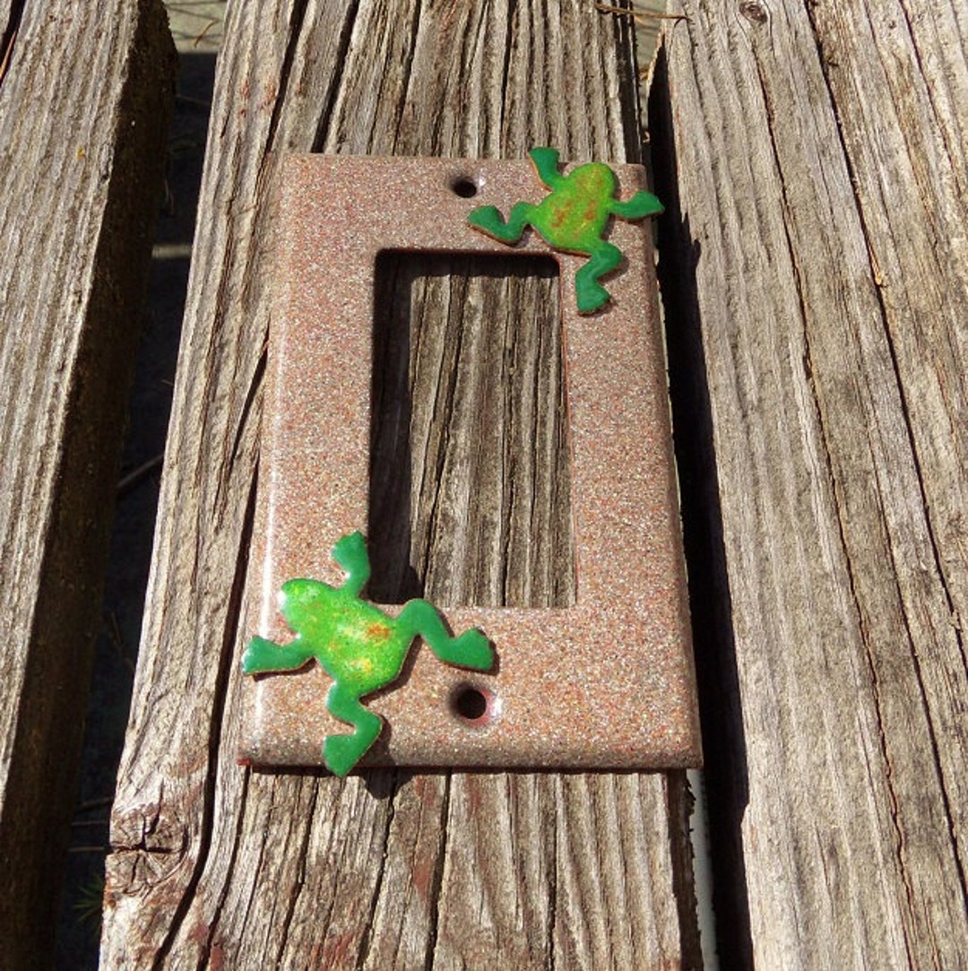 Frog switch plate, Enameled switch plate, Vitreous enamel, Frog decor ...