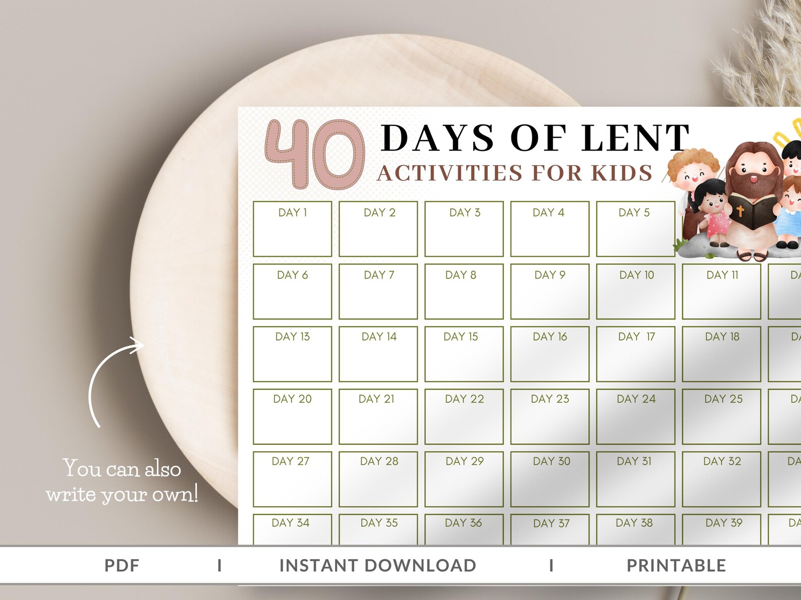 40 Days of Lent Countdown | Christian Kids Lenten Activities ...