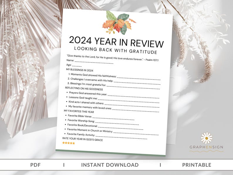 Christian New Year Printables Faith-based 2024 Year in Review 2025 ...