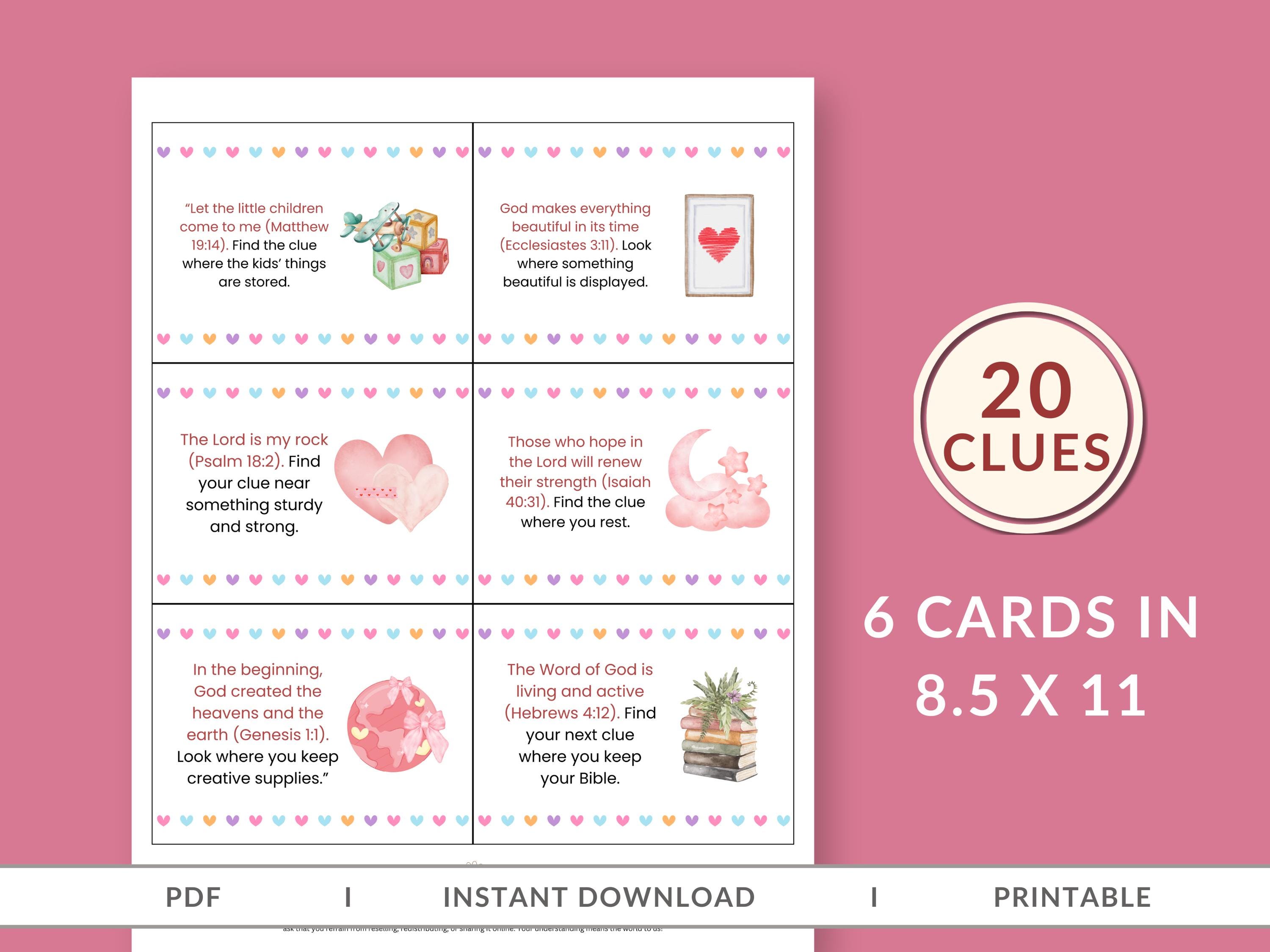 God's Love Scavenger Hunt Printable | Christian Indoor Treasure Hunt ...