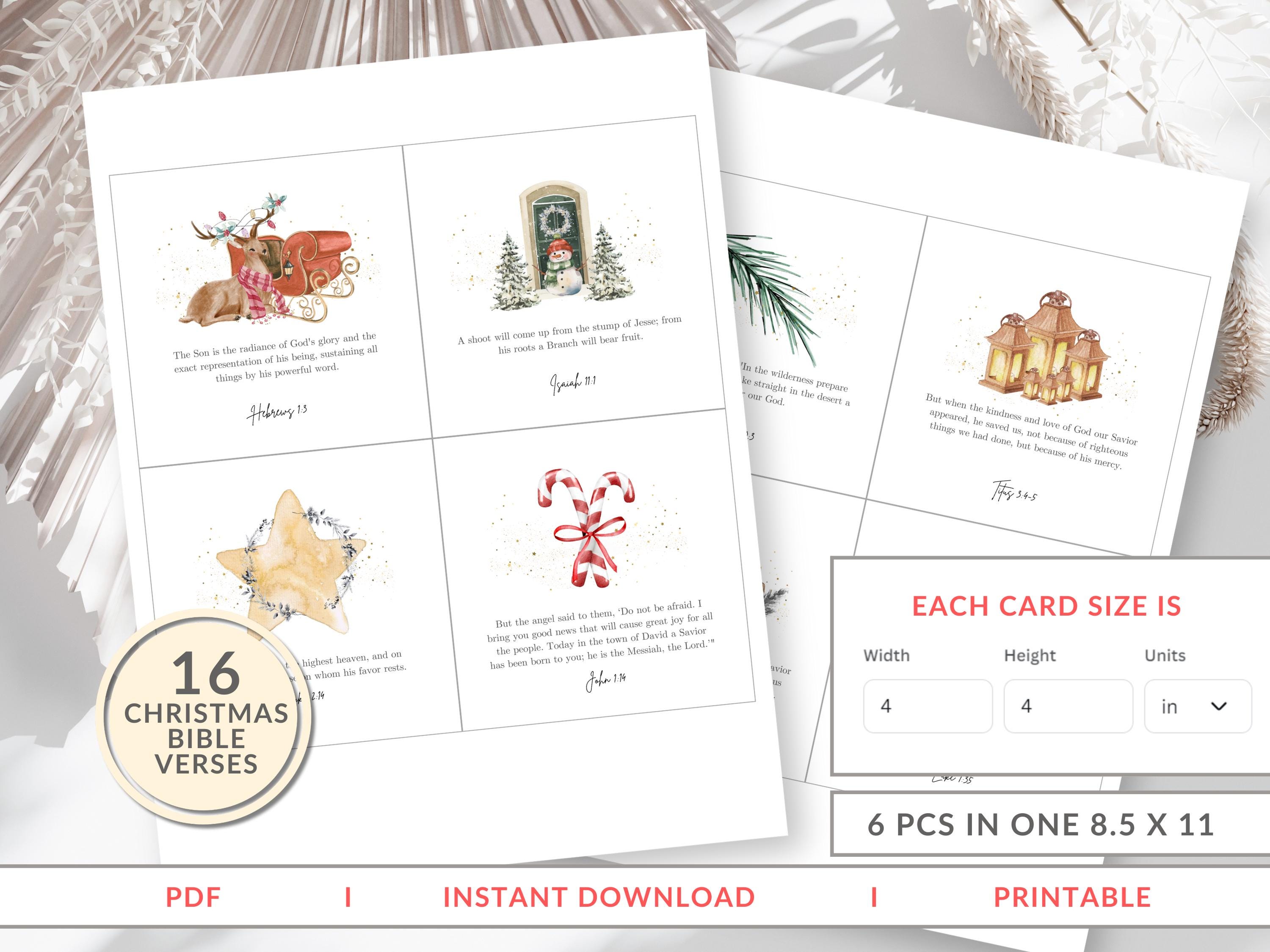 Christmas Bible Verses Cards, Scripture Cards Printable, Bible Verse ...