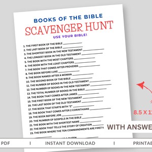 Bible Scavenger Hunt Game: Printable Sunday School Activity (PDF) - Etsy