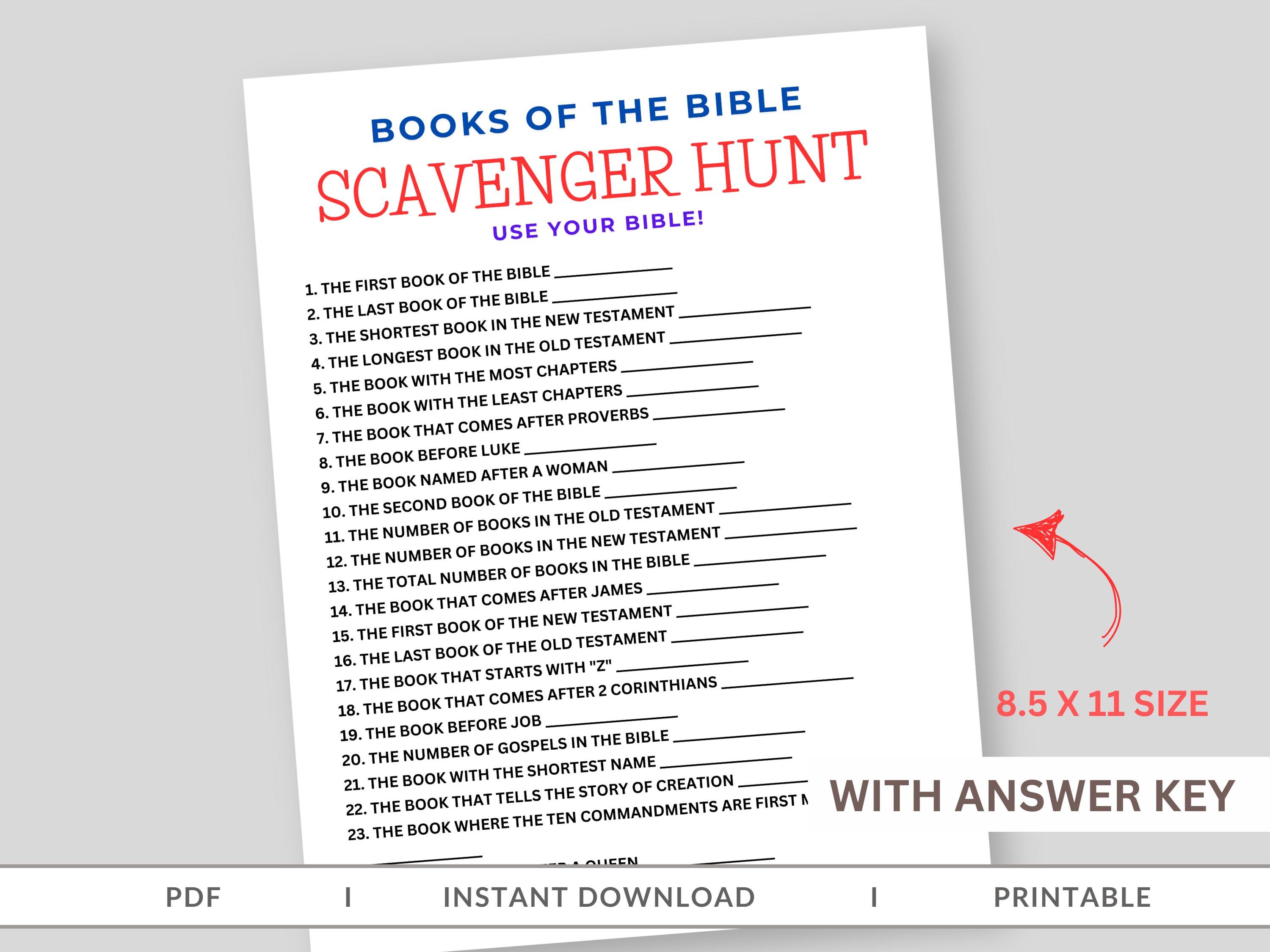 Bible Scavenger Hunt Game: Printable Sunday School Activity (PDF) - Etsy