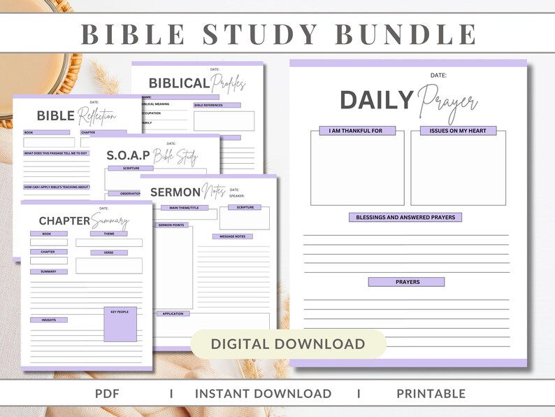 Printable Bible Study Journal Bundle: SOAP, Chapter Summary (digital ...