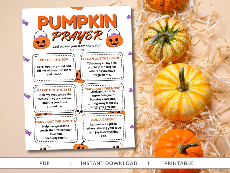 Pumpkin Prayer and Gospel Printable | Christian Fall Activity | Bible ...
