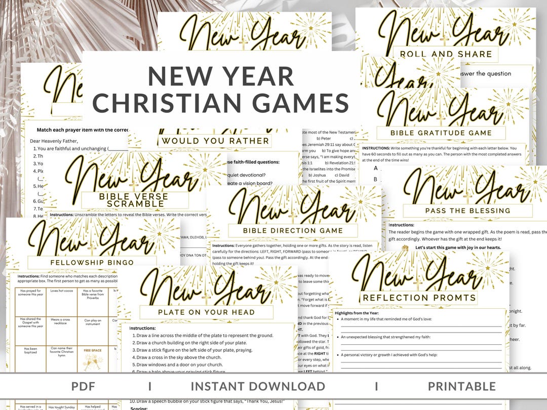 New Year Christian Games Bundle, Printable Bible Activities for Family ...