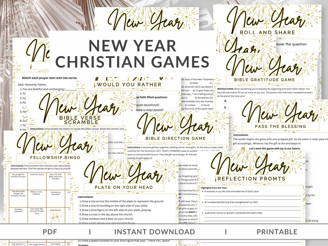 New Year Christian Games Bundle, Printable Bible Activities for Family ...