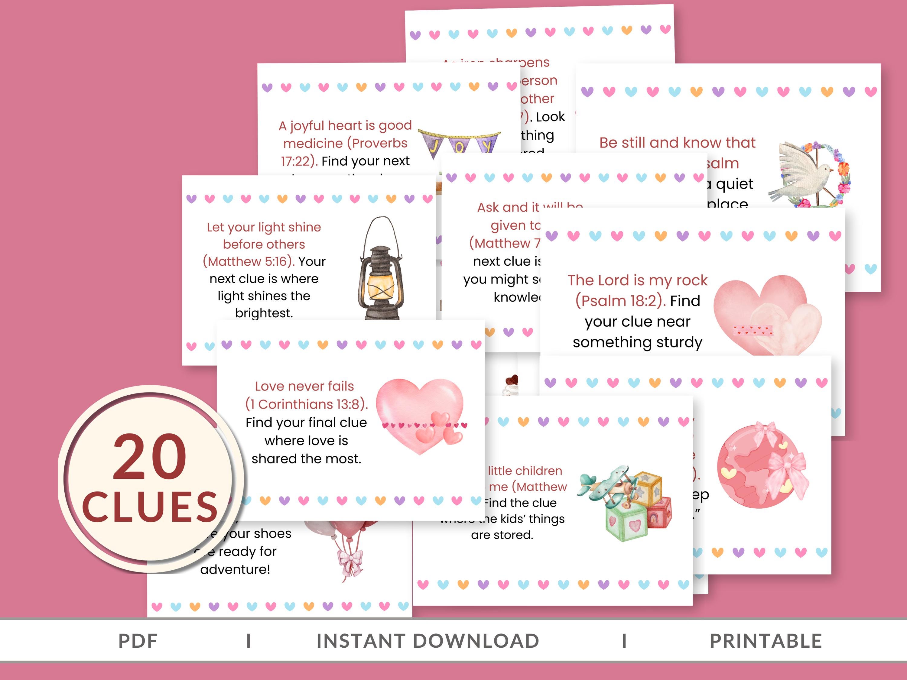 God's Love Scavenger Hunt Printable | Christian Indoor Treasure Hunt ...