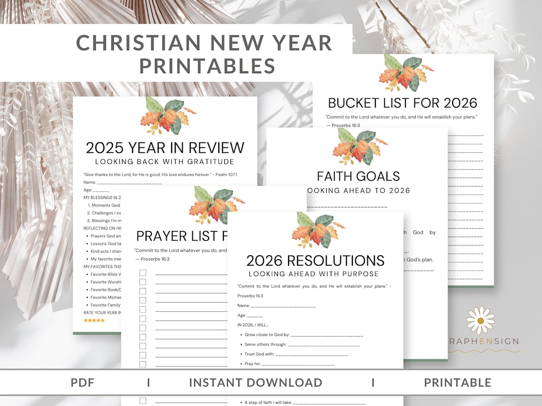 Christian New Year Printables | Faith-based 2025 Year in Review | 2026 ...