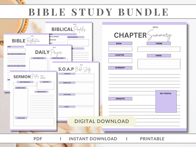 Digital Bible Study Journal | Printable Bible Study Template | Bible ...