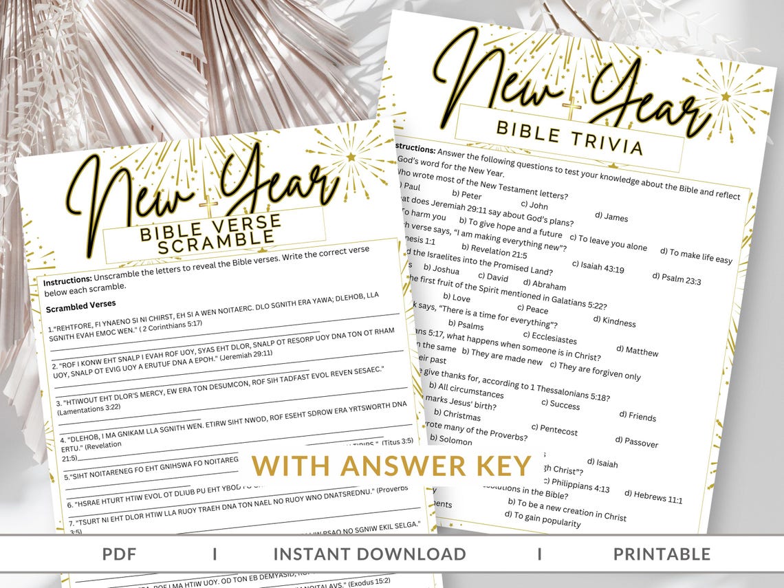 New Year Christian Games Bundle, Printable Bible Activities for Family ...
