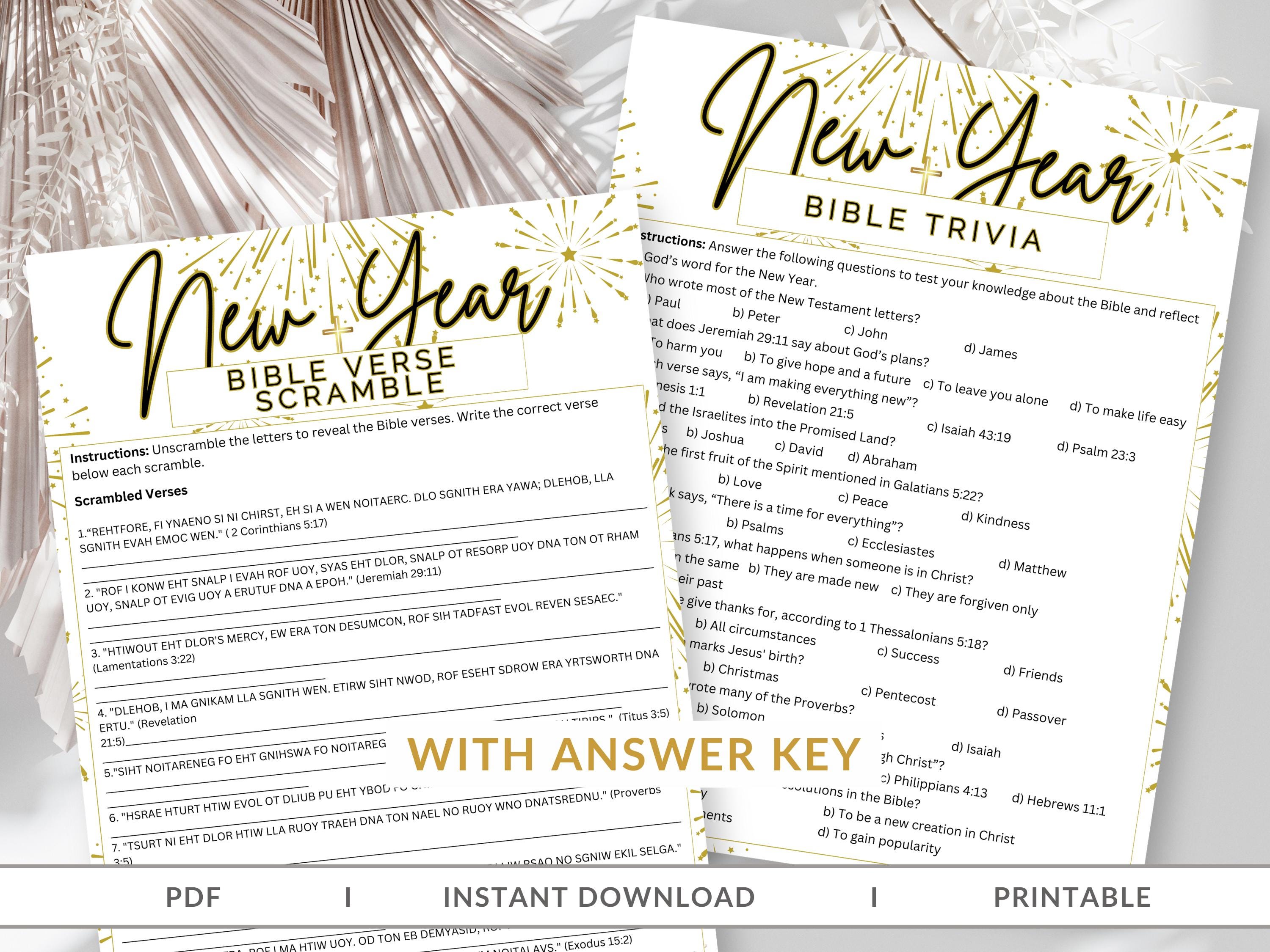 New Year Christian Games Bundle, Printable Bible Activities for Family ...