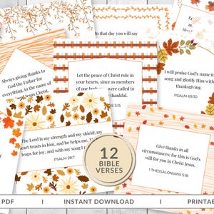 Thanksgiving Printable Scripture Cards, Instant Download, 12 Bible ...