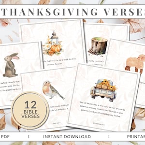 Thanksgiving Printable Scripture Cards, Instant Download, 12 Bible ...