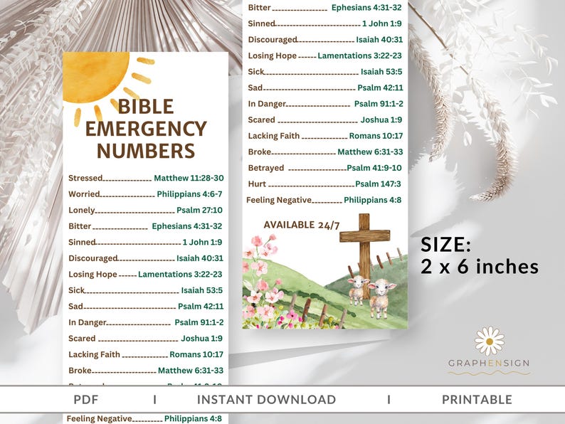 Bible Emergency Scripture Bookmarks: Christian Gift (digital Printable ...