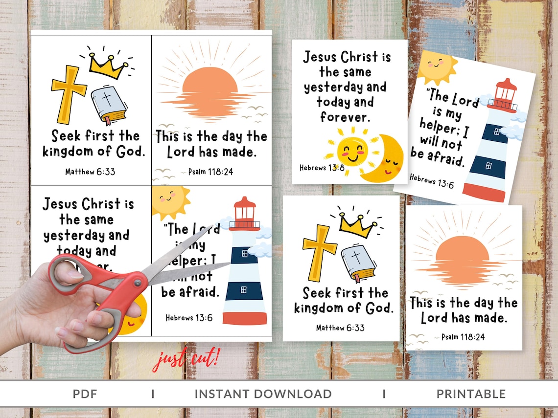 Bible Verse Cards for Kids Printable | Christian Scripture Cards ...