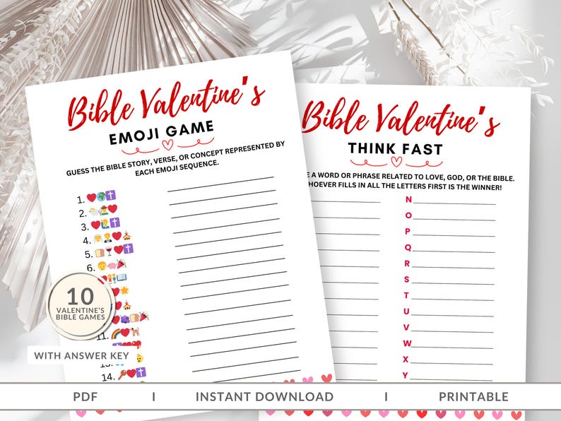 Bible Valentine's Day Games Bundle, Christian Printable Party Games ...