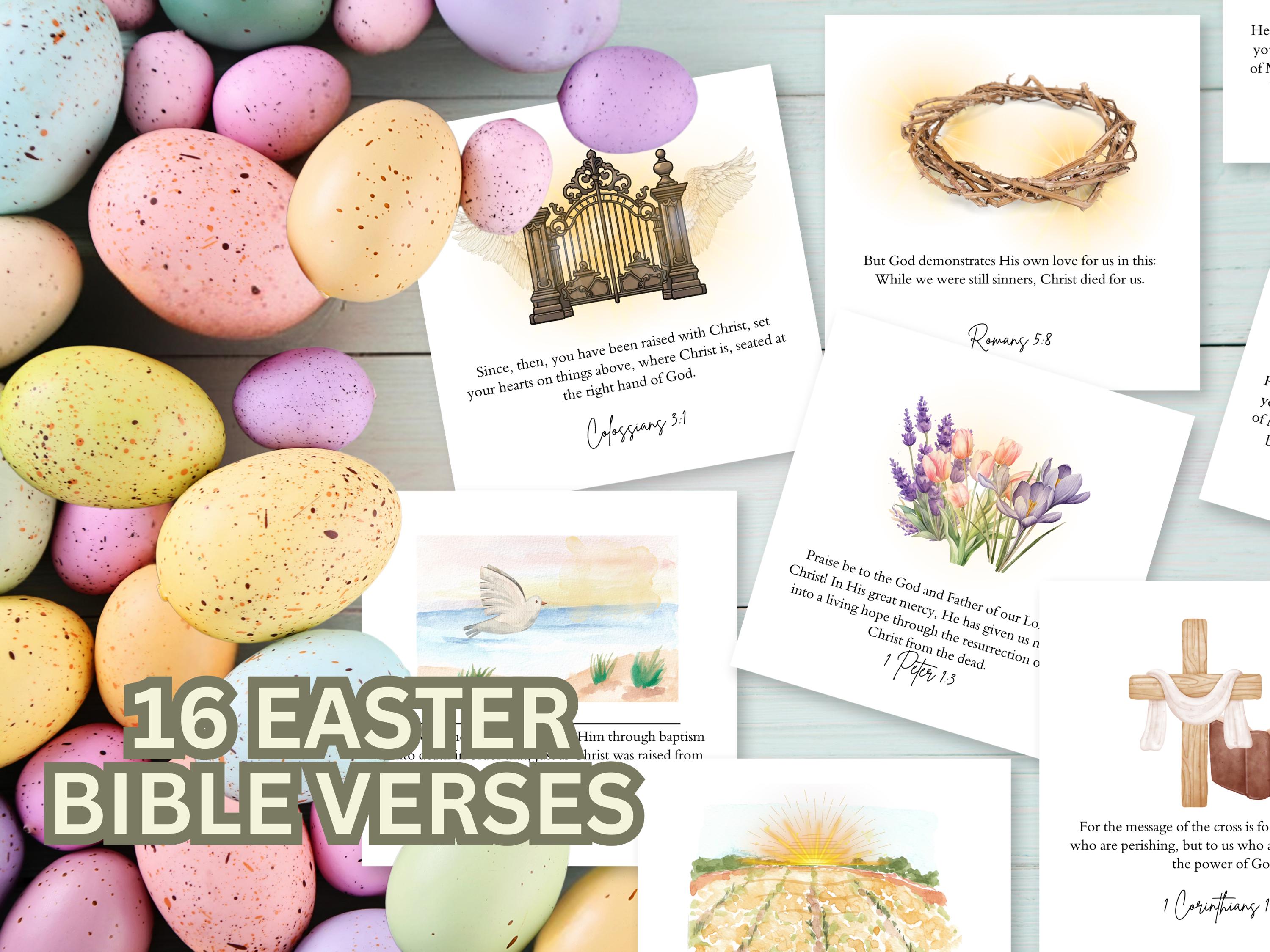 16 Printable Easter Bible Verse Cards, Christian Scripture Printables ...