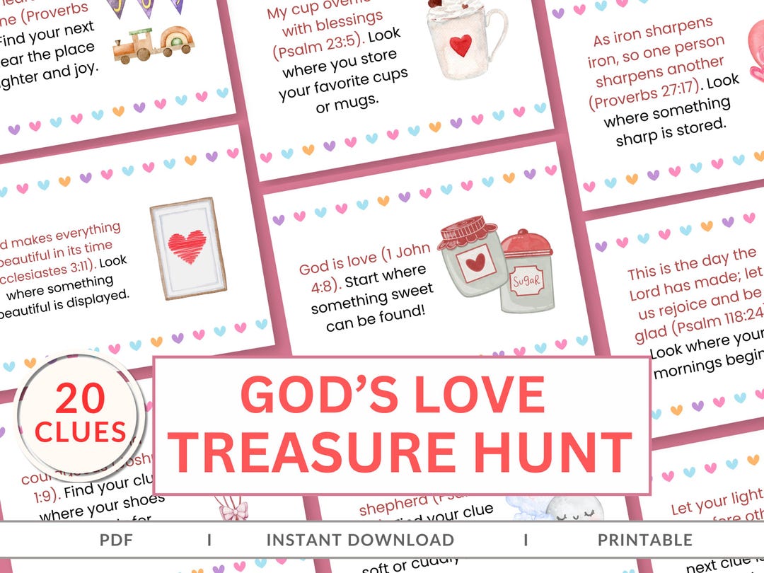 God's Love Scavenger Hunt Printable | Christian Indoor Treasure Hunt ...