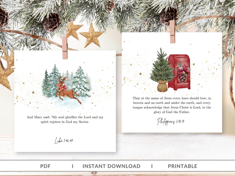 Christmas Bible Verse Cards, Bible Verse Advent Calendar, Christian ...