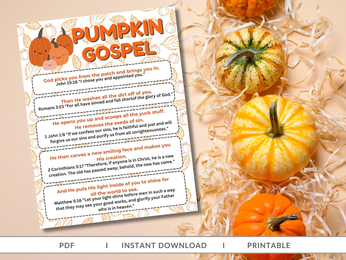 Pumpkin Prayer and Gospel Printable | Christian Fall Activity | Bible ...