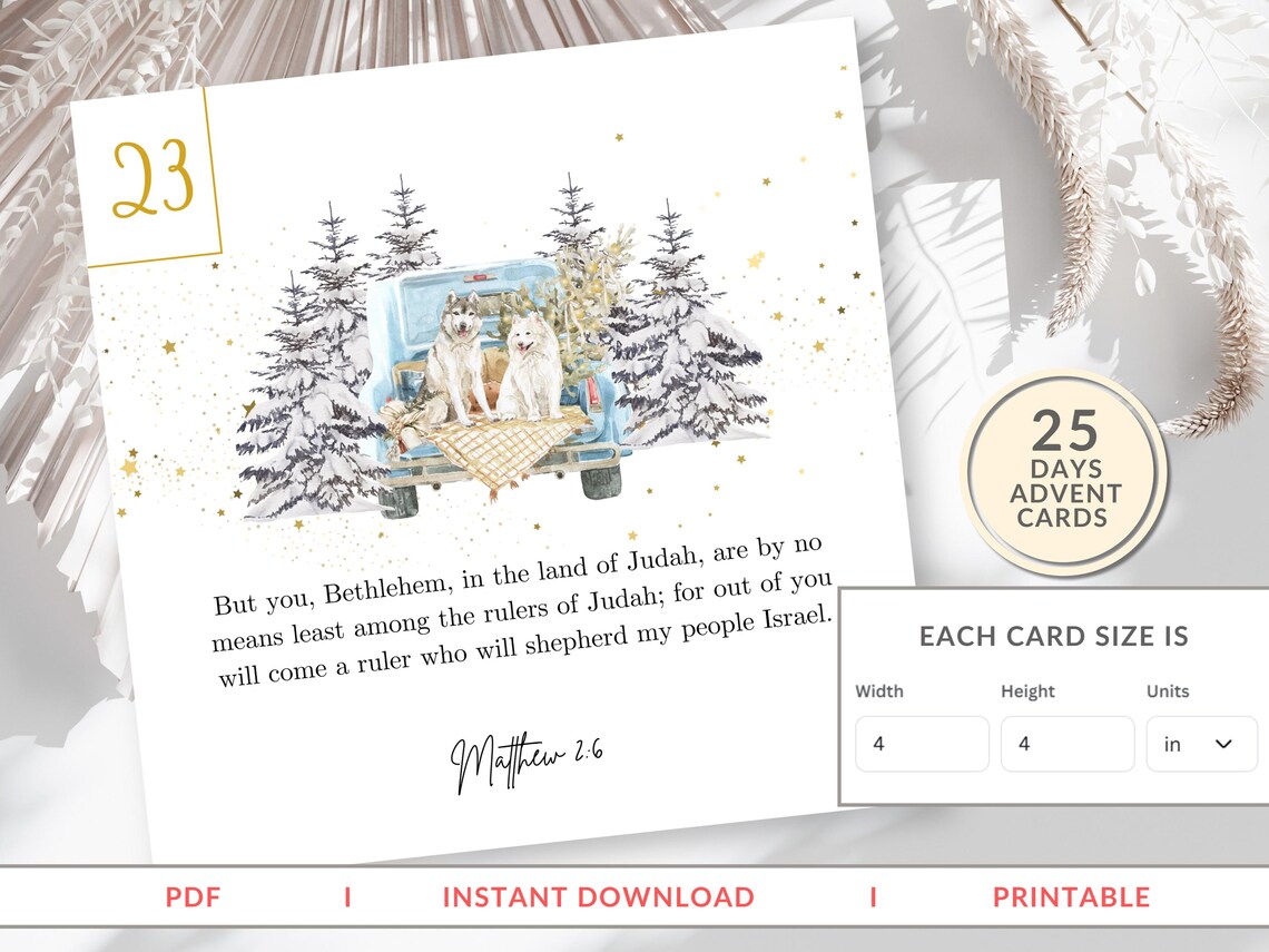 25 Advent Scripture Cards, Bible Verse Christmas Countdown, Advent ...