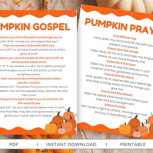 Pumpkin Prayer and Gospel Printable | Christian Fall Activity | Bible ...