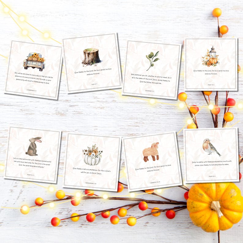 Thanksgiving Printable Scripture Cards, Instant Download, 12 Bible ...