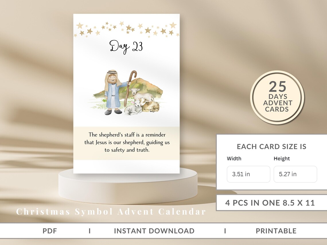 Christmas Symbol Advent Calendar, 25 Scripture Cards Printable, Advent ...