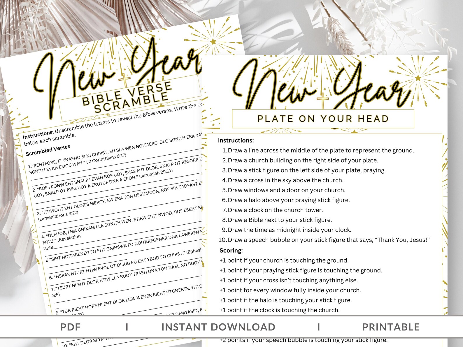 New Year Christian Games Bundle, Printable Bible Activities for Family ...