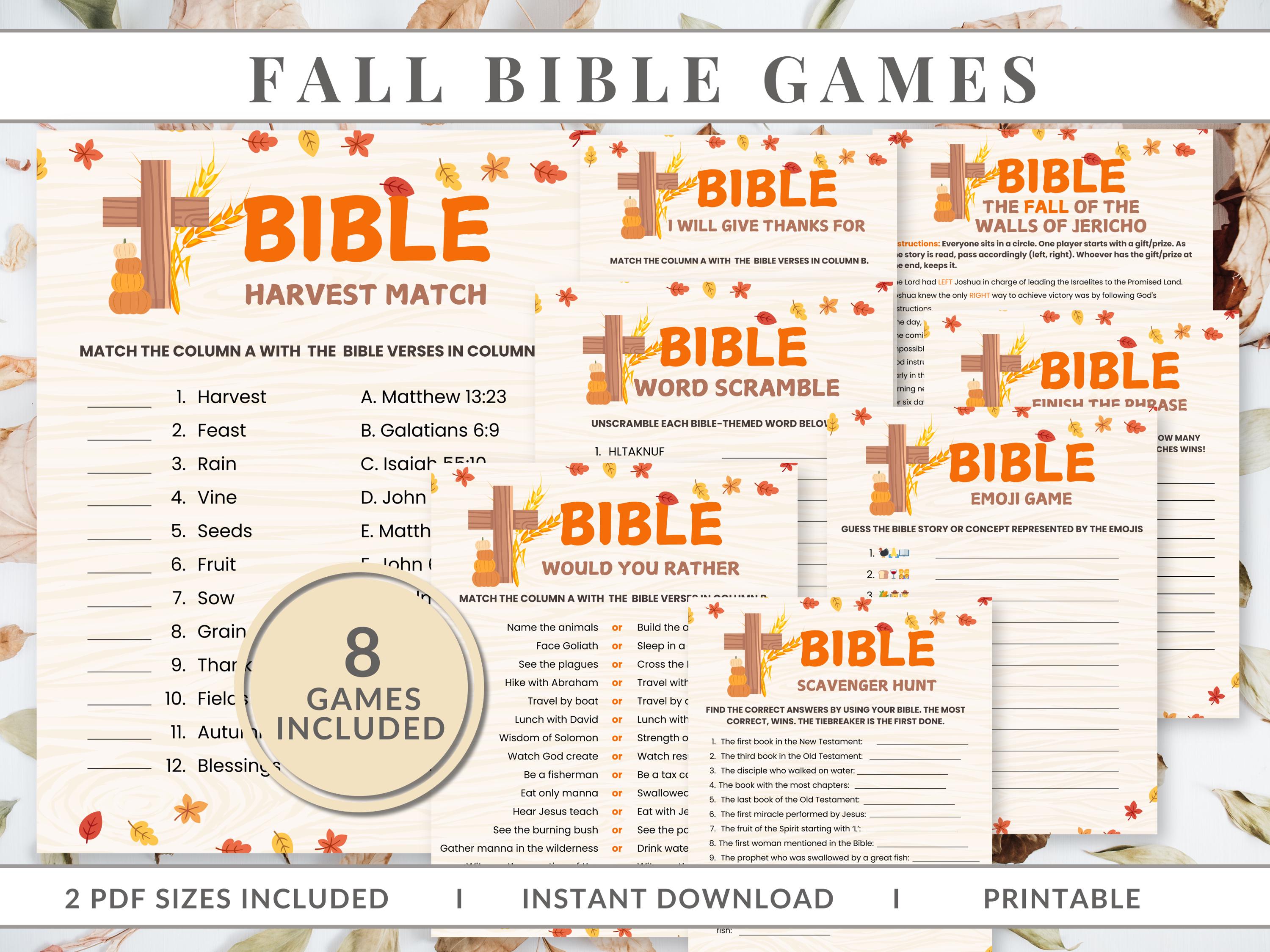 Fall Bible Games | Thanksgiving Games | Bible Games | Christian Games ...