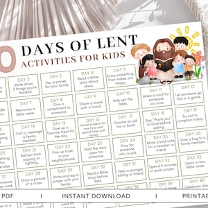 40 Days of Lent Countdown | Christian Kids Lenten Activities ...