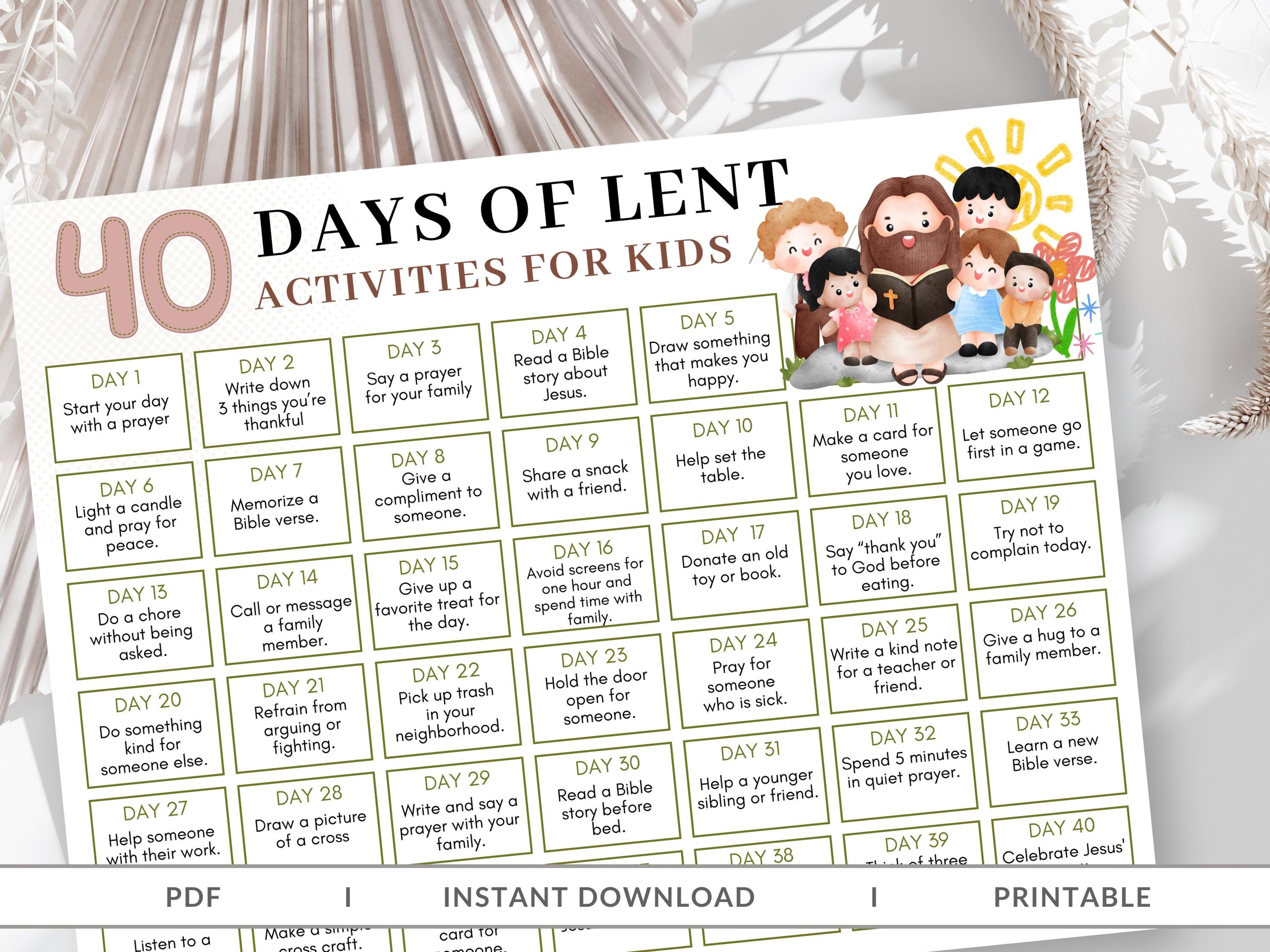 40 Days of Lent Countdown | Christian Kids Lenten Activities ...
