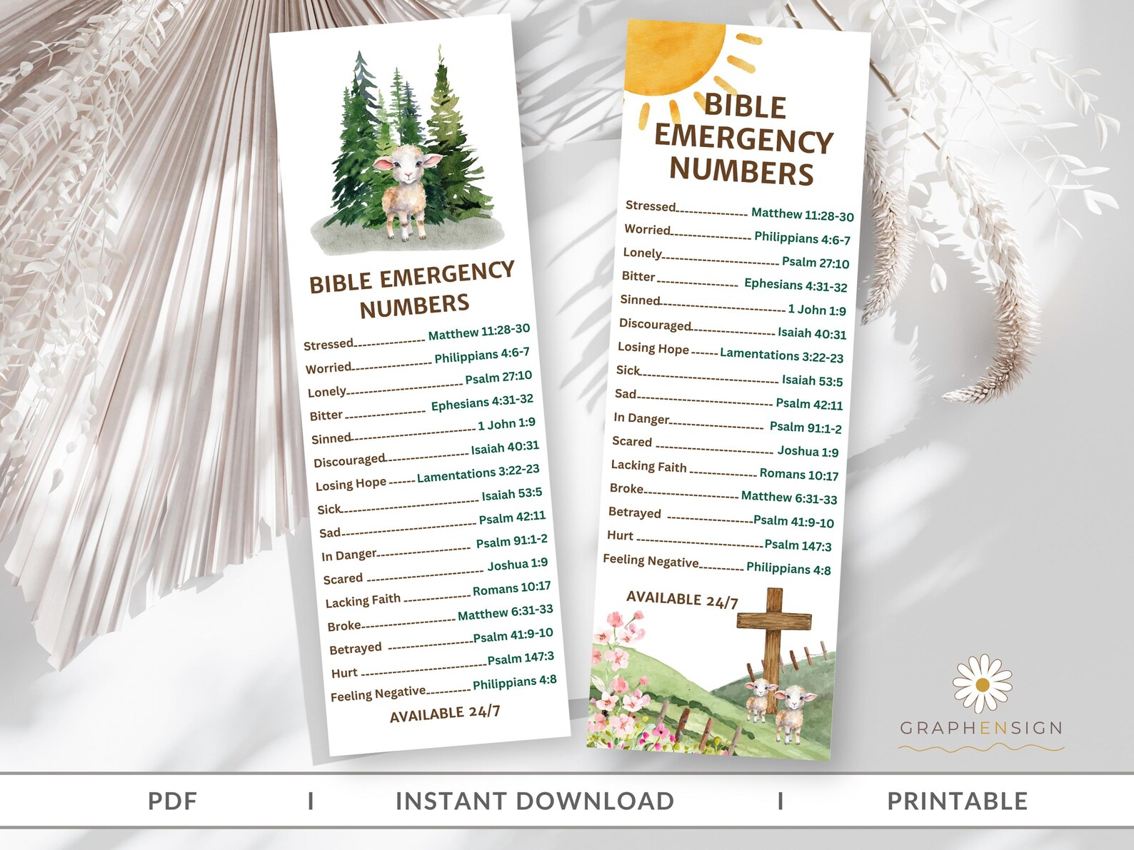 Bible Emergency Scripture Bookmarks: Christian Gift (digital Printable ...