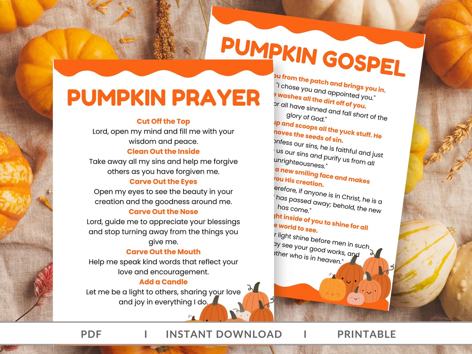 Pumpkin Prayer and Gospel Printable | Christian Fall Activity | Bible ...