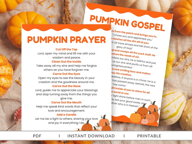 Pumpkin Prayer and Gospel Printable | Christian Fall Activity | Bible ...